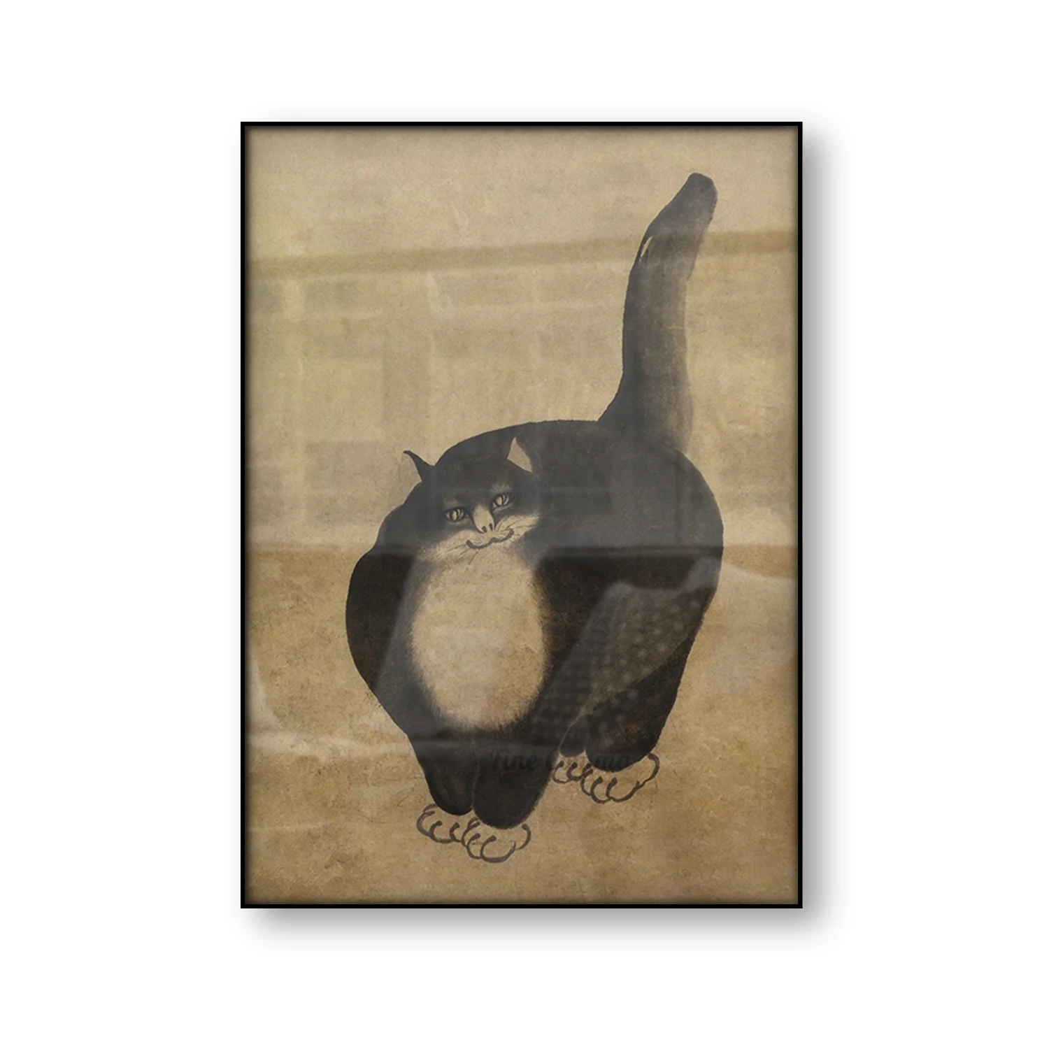 The-Fat-Black-Cat-Min-Zhen-Vintage-Chinese-Art-Poster-Asian-Animal ...