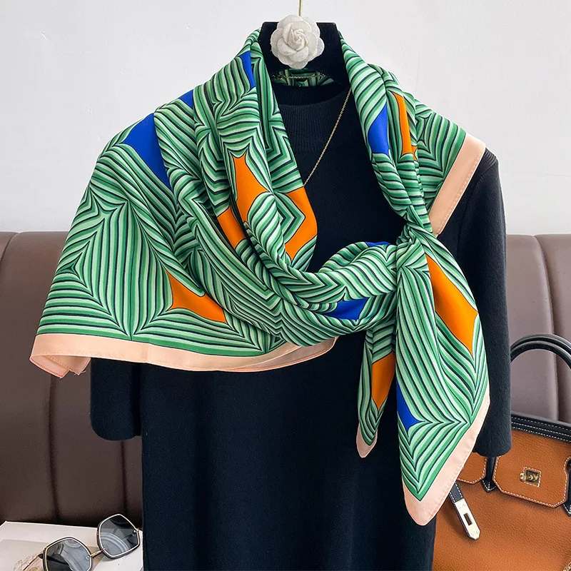 Len-o-de-seda-sarja-para-mulheres-estampa-xadrez-xale-bandana-moda ...