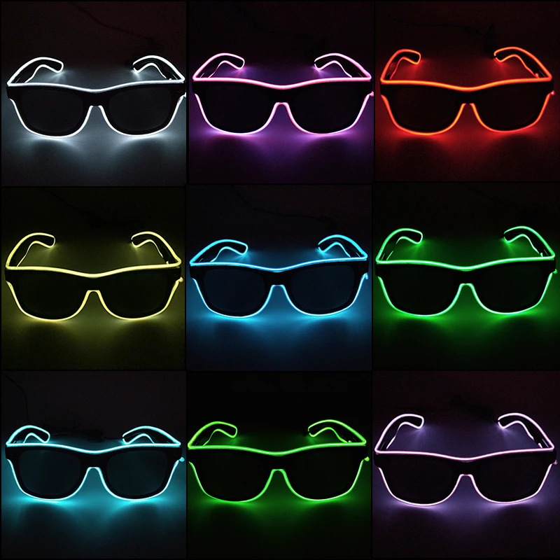 Glow Neon Rave Glasses El Wire Flashing LED Sunglasses Light up ...