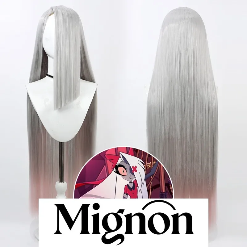 Hazbin Hotel Vaggie cosplay wig silver white gradient Halloween gift ...