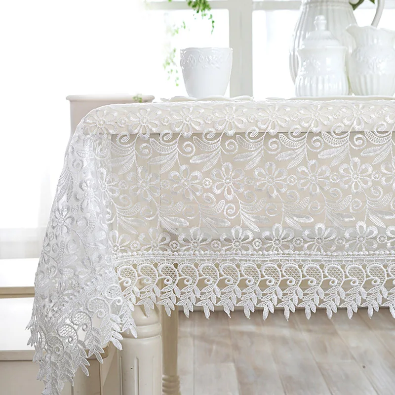 White Lace Table Cloth Wedding Decor Translucent Table Cloth ...