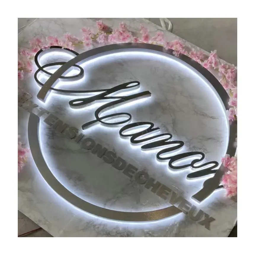 Custom-3D-LED-sign-big-stainless-steel-Illuminated-glowing-signage ...