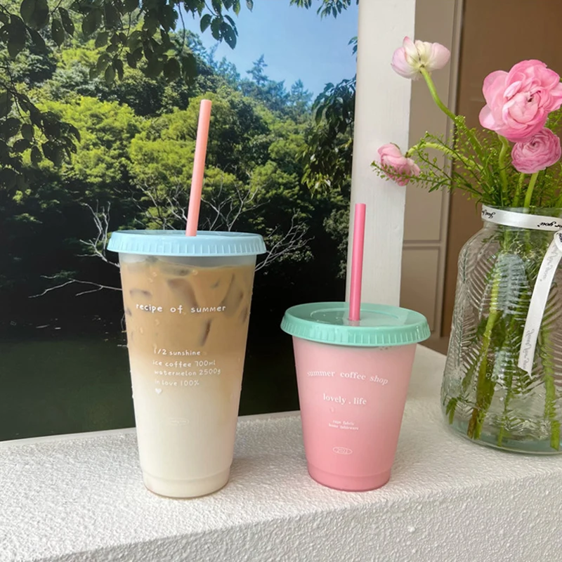 Kawaii Korean Water Bottle For Ice Coffee Juice Milk Cute Plastic ...