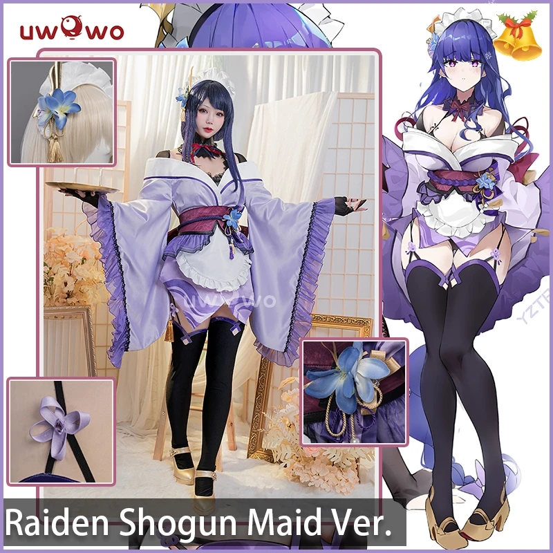 In Stock UWOWO Genshin Impact Fanart: Raiden Shogun Cosplay Costume Ei/Baal Kimono Maid Sexy Ver ...