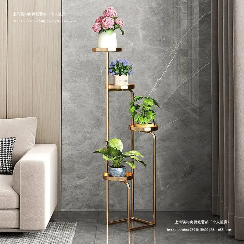 Living Room Floor Plant Stand Multi-layer Iron Storage Shelf Paint ...