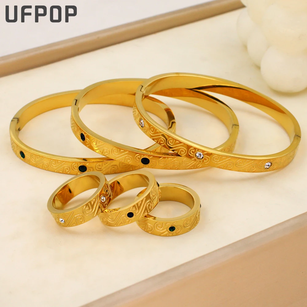Simple-18k-Gold-Plated-Women-s-Stainless-Steel-Jewelry-Set-Chic-Hand ...