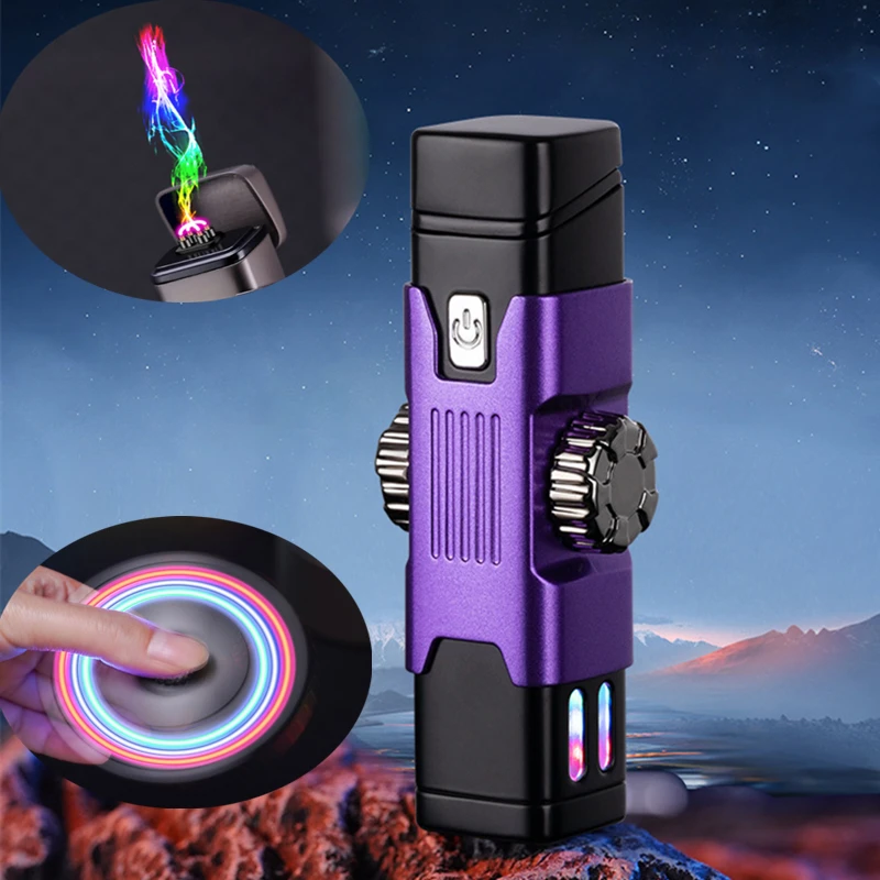 New-Metal-Windproof-Double-Arc-Charging-Lighter-Creative-Rotary ...
