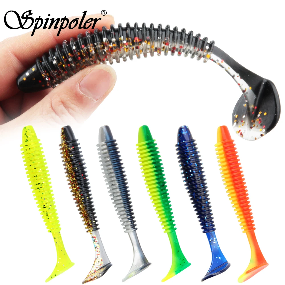 Spinpoler-12cm-Soft-Lure-Fishing-Paddle-Grub-Worm-Shad-Silicone-Wobbler ...