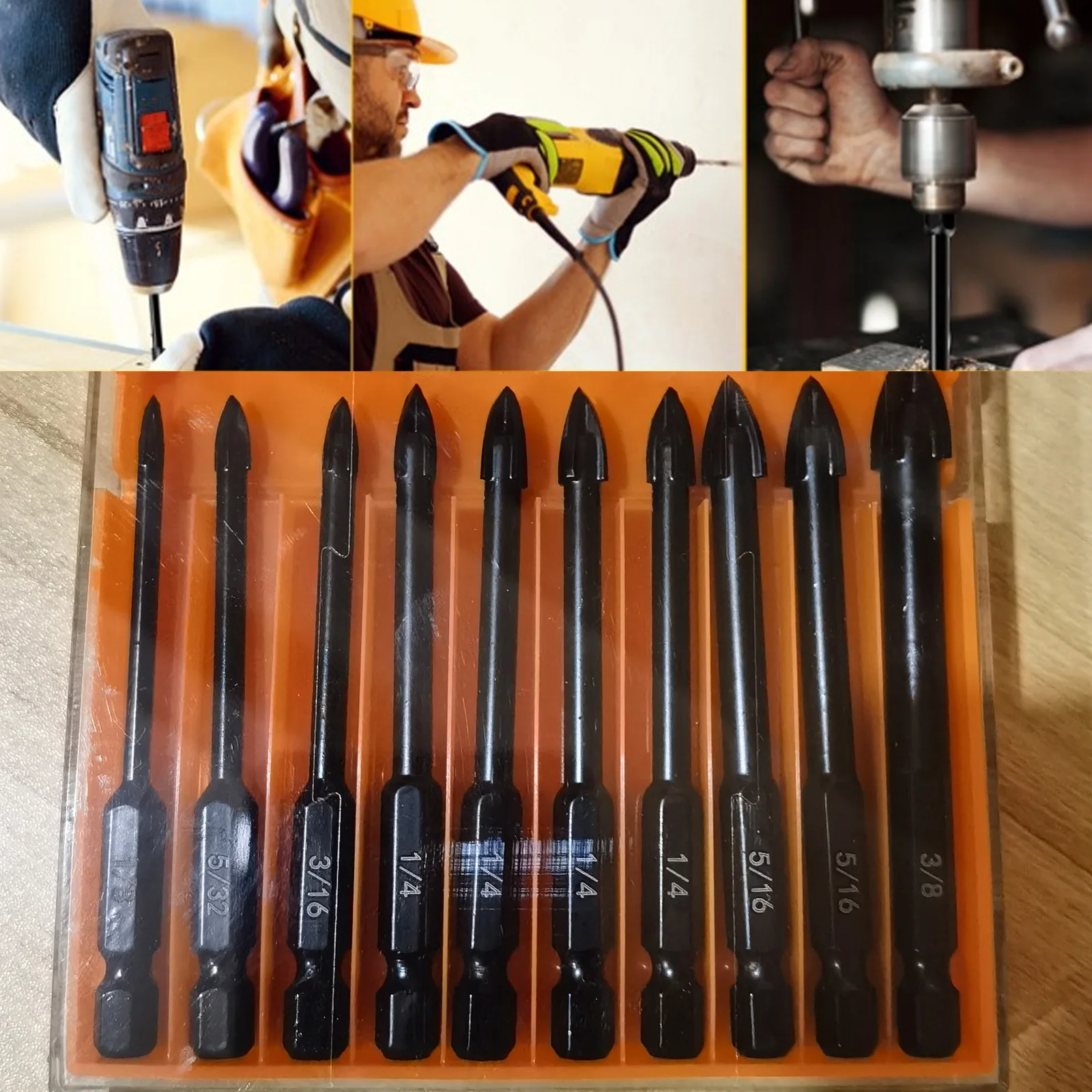 10PCS Portable Triangular Drill Bit Glass Ceramic Vitrified Brick Full ...