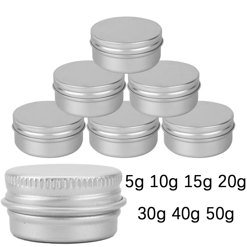 10pcs 5g 10g 15g 20g 30g 40g 50g Sliver Aluminum Tin Cans Round Tea ...