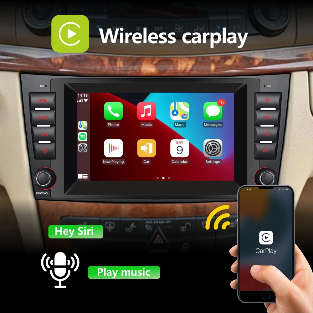 Car-Radio-with-Wireless-Carplay-Android-Auto-for-Mercedes-Benz-E-Class ...