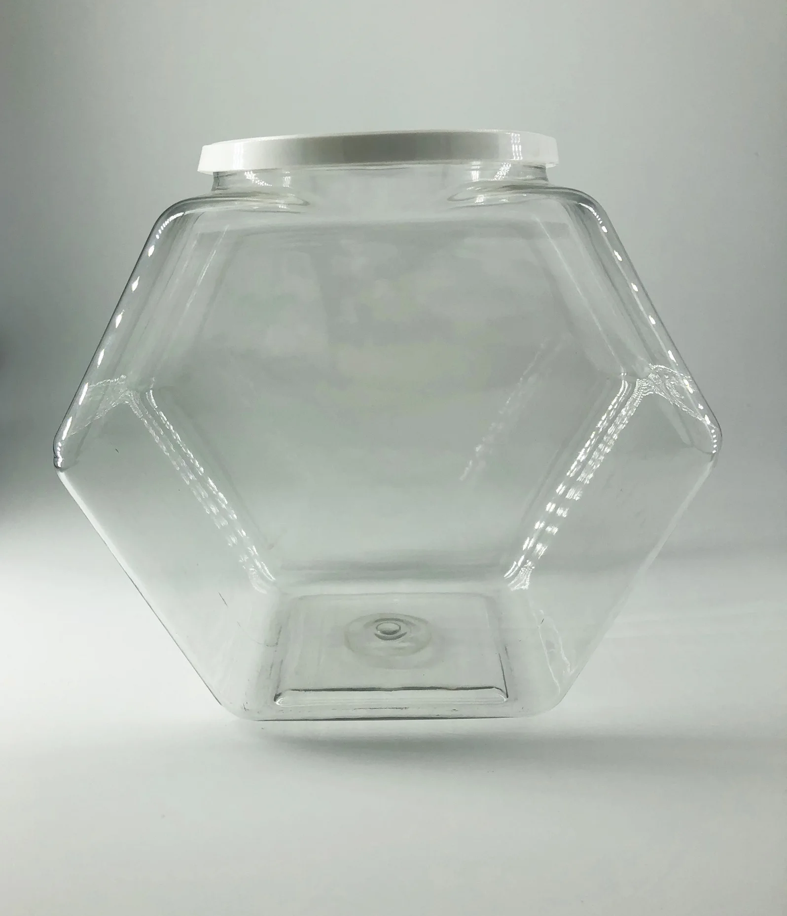 2Pcs-Plastic-Hexagon-Candy-Jars-Plastic-Cookie-Jars-With-Lids-Food ...