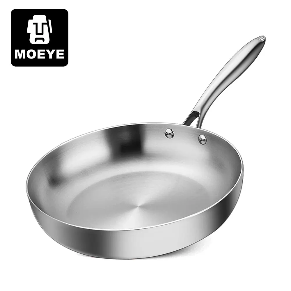 Stainless-Steel-Frying-Pan-304-Stainless-Thick-3-Ply-Steel-Skillet-Pans ...