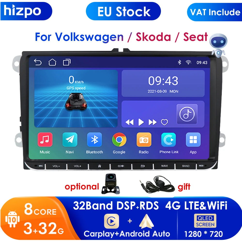 3g+32g Dsp Radio 2din Car Multimedia Gps For Vw Passat B6 T5 B7 B8 Golf 5 6 Caddy Polo T5 Touran ...