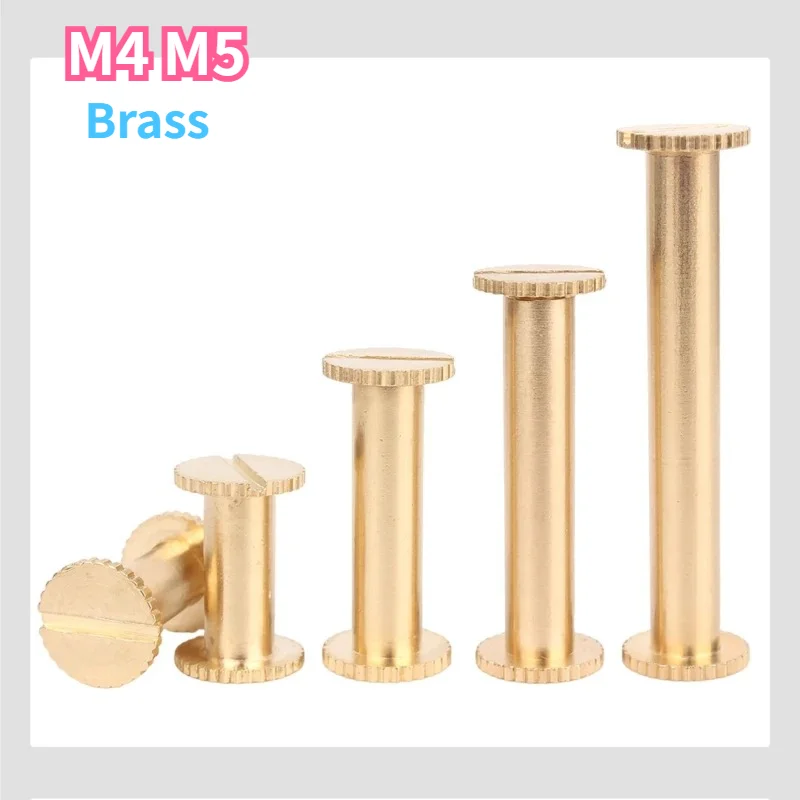 10pcs Brass Chicago Binding Screw M4 M5 Nails Rivet Slotted Knurled ...