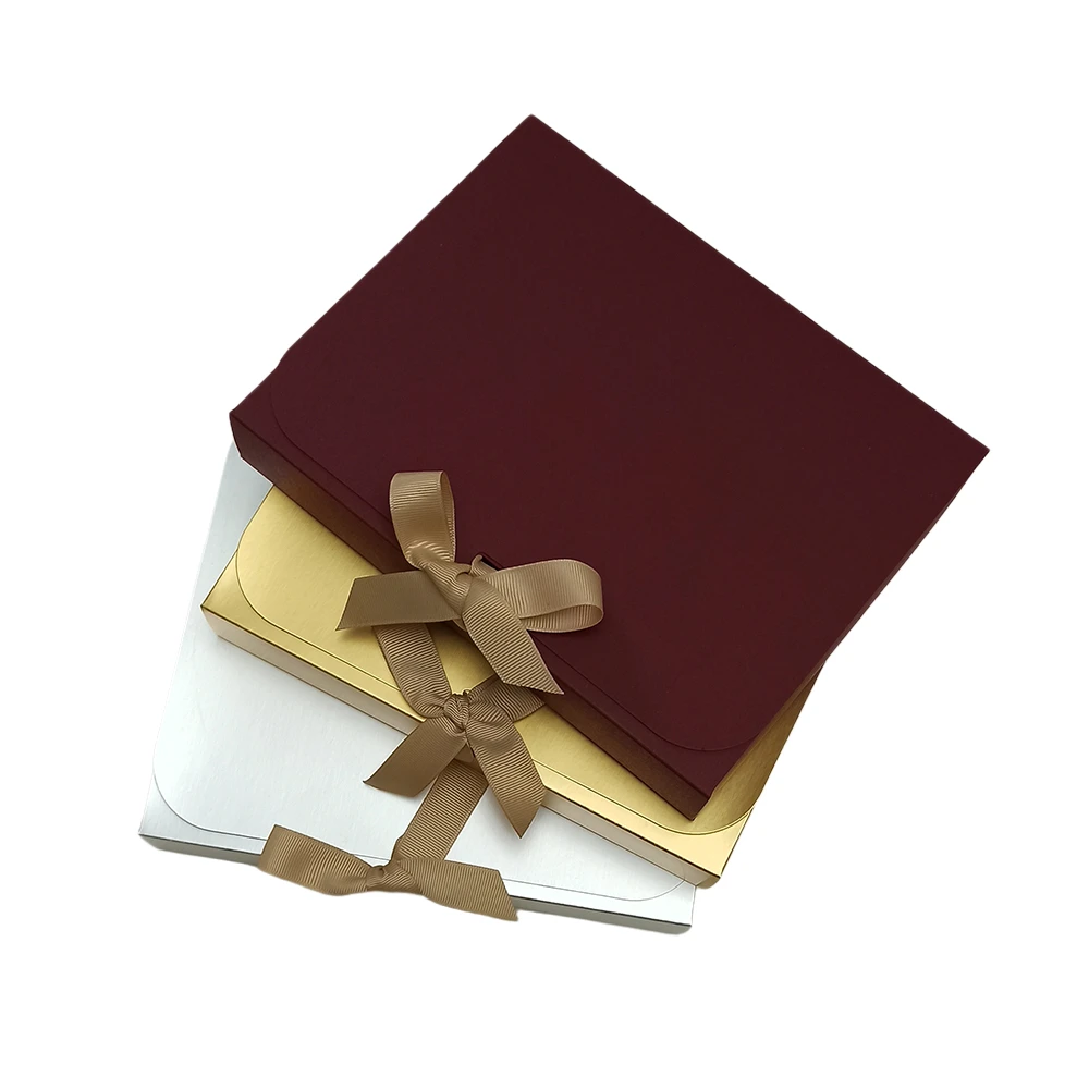 Solid-Gold-Box-With-Ribbon-Decor-Deluxe-Paper-Gift-Wrapping-Carton ...