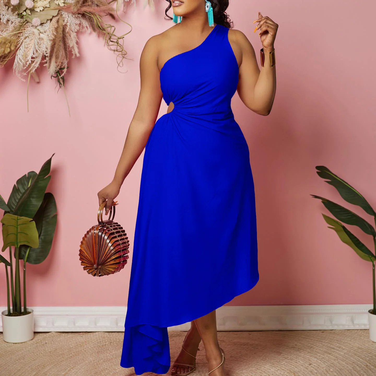 Summer Fashion Party Dress Women S Sexy One Shoulder Sleeveless Hollow