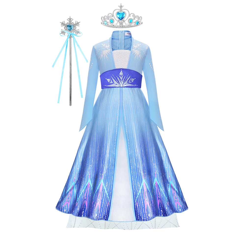 Girls Frozen Elsa Anna Dress Children Princess Carnival Dress Kids Aurora Rapunzel Belle ...