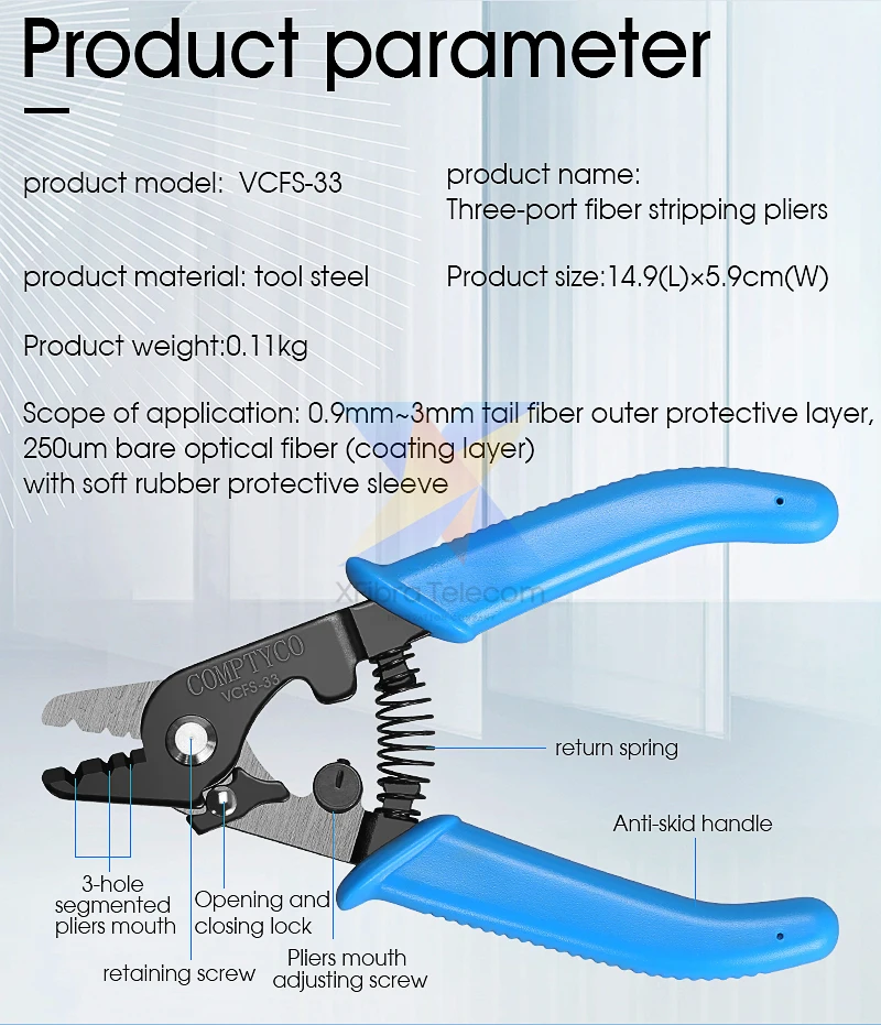 Fibre optique,pince à dénuder la Fiber optique à trois ports,outils FTTH,VCFS-33[E328140596 ...