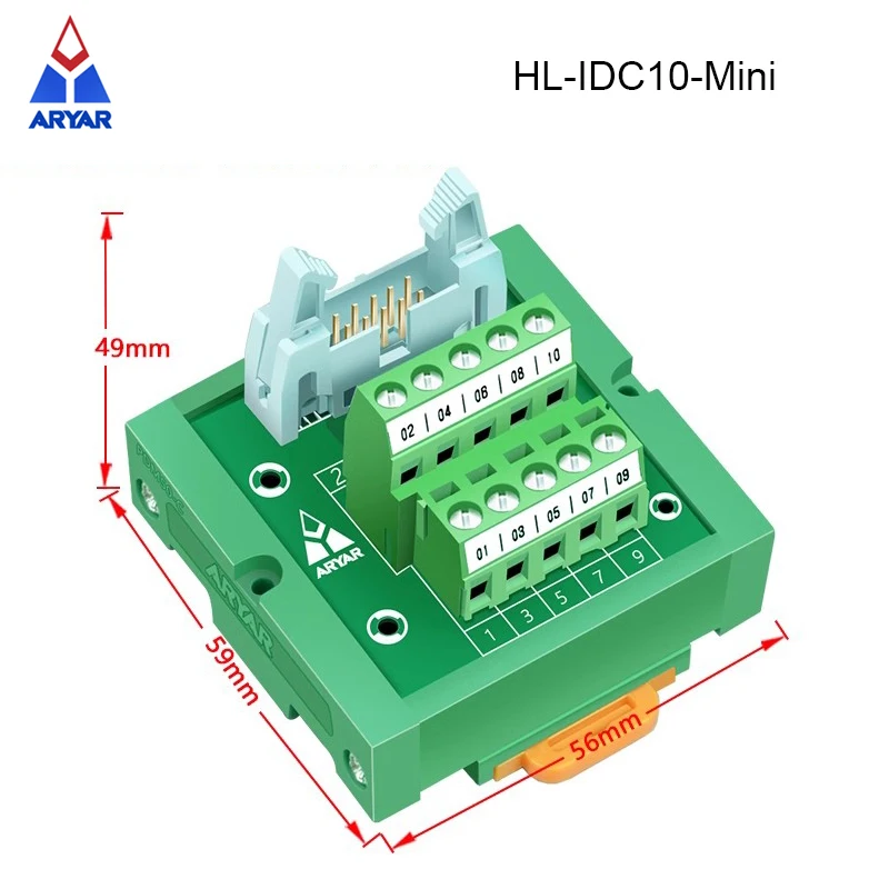 DIN-Rail-Mount-IDC10-2x5Pins-0-1-Male-Header-Breakout-Board-Terminal ...