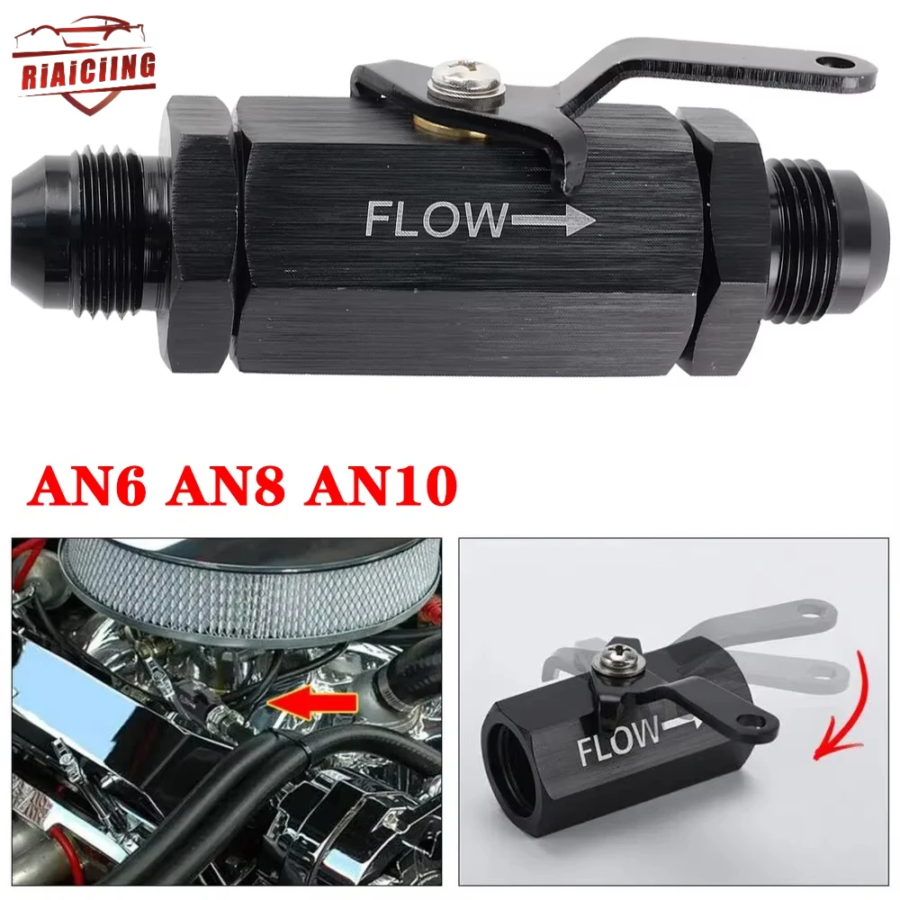 AN6 AN8 AN10 Maled Aluminum Inline Fuel Shut Off Valve Flow Cut Off ...