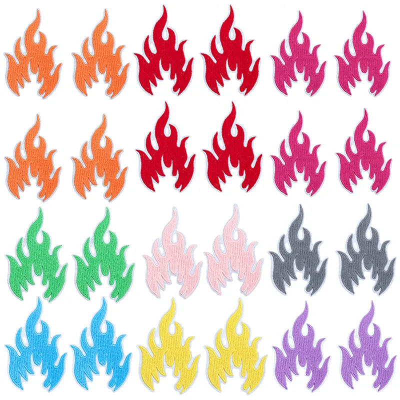 10 pcs/lot Wholesale Colorful Flame Embroidered Patches For Clothing ...