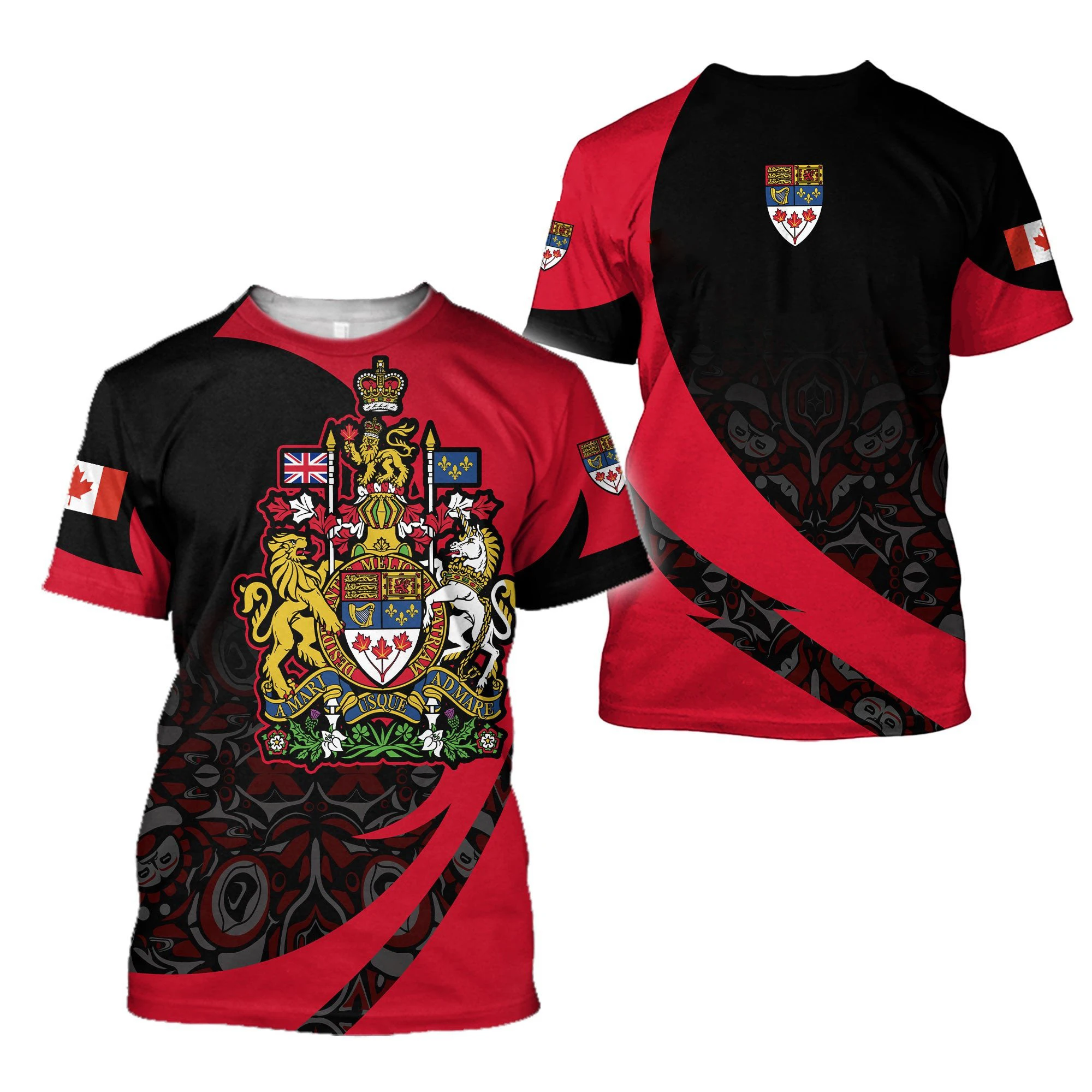 Canadian Flag National Emblem Printed Maple Leaf Pattern Harajuku Men's ...
