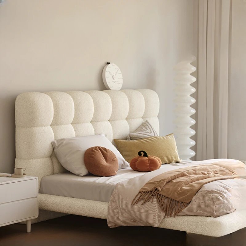 Cream-air-bedroom-double-cloth-bed-French-puff-simple-modern-girl-cloud ...