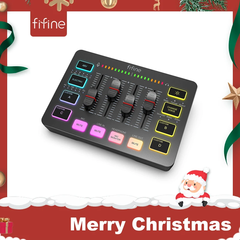 FIFINE-Mixer-de-udio-para-jogos-mixer-RGB-de-4-canais-com-interface-de ...
