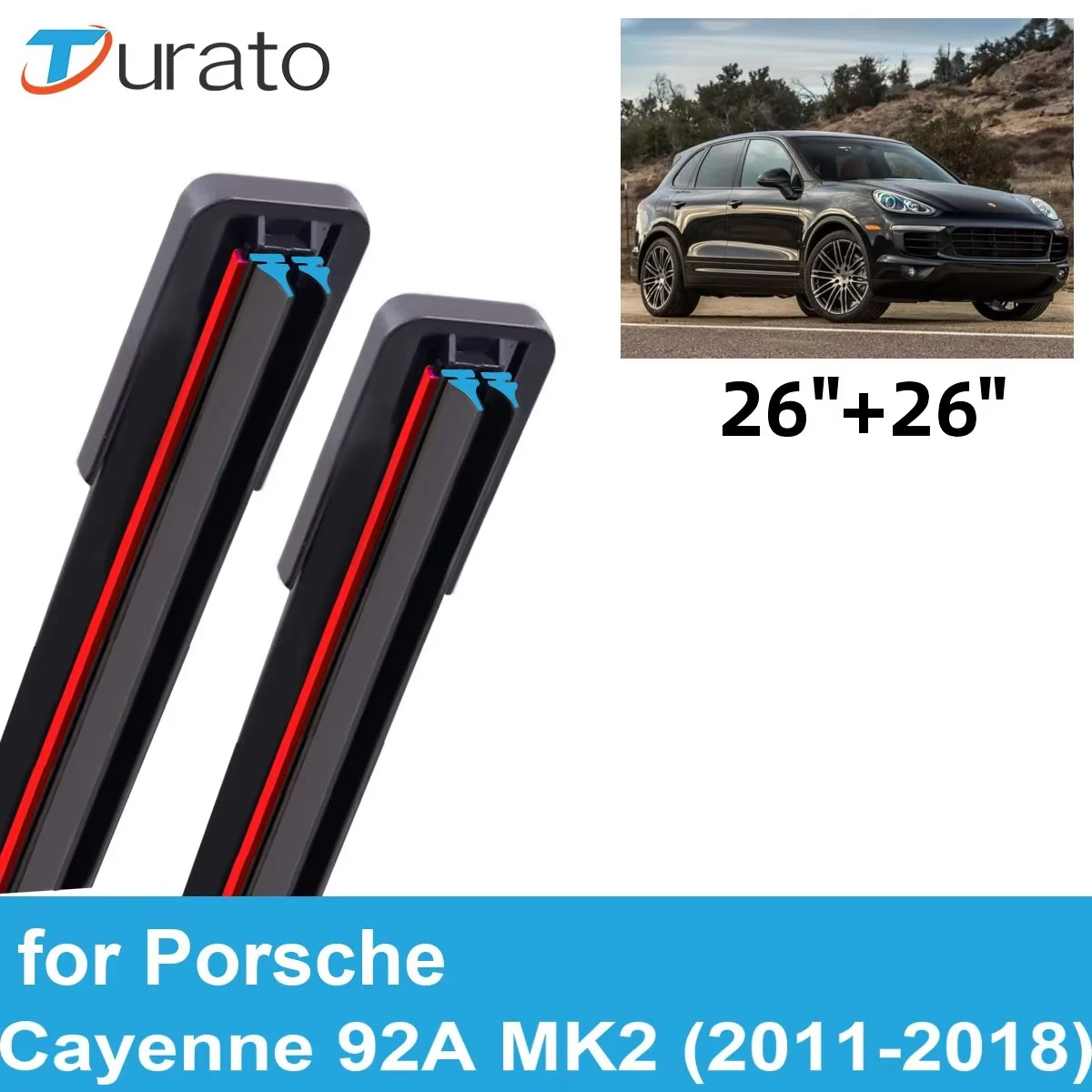 2PCS Car Wiper Blades for 2011-2018 Porsche Cayenne 92A MK2 Front ...
