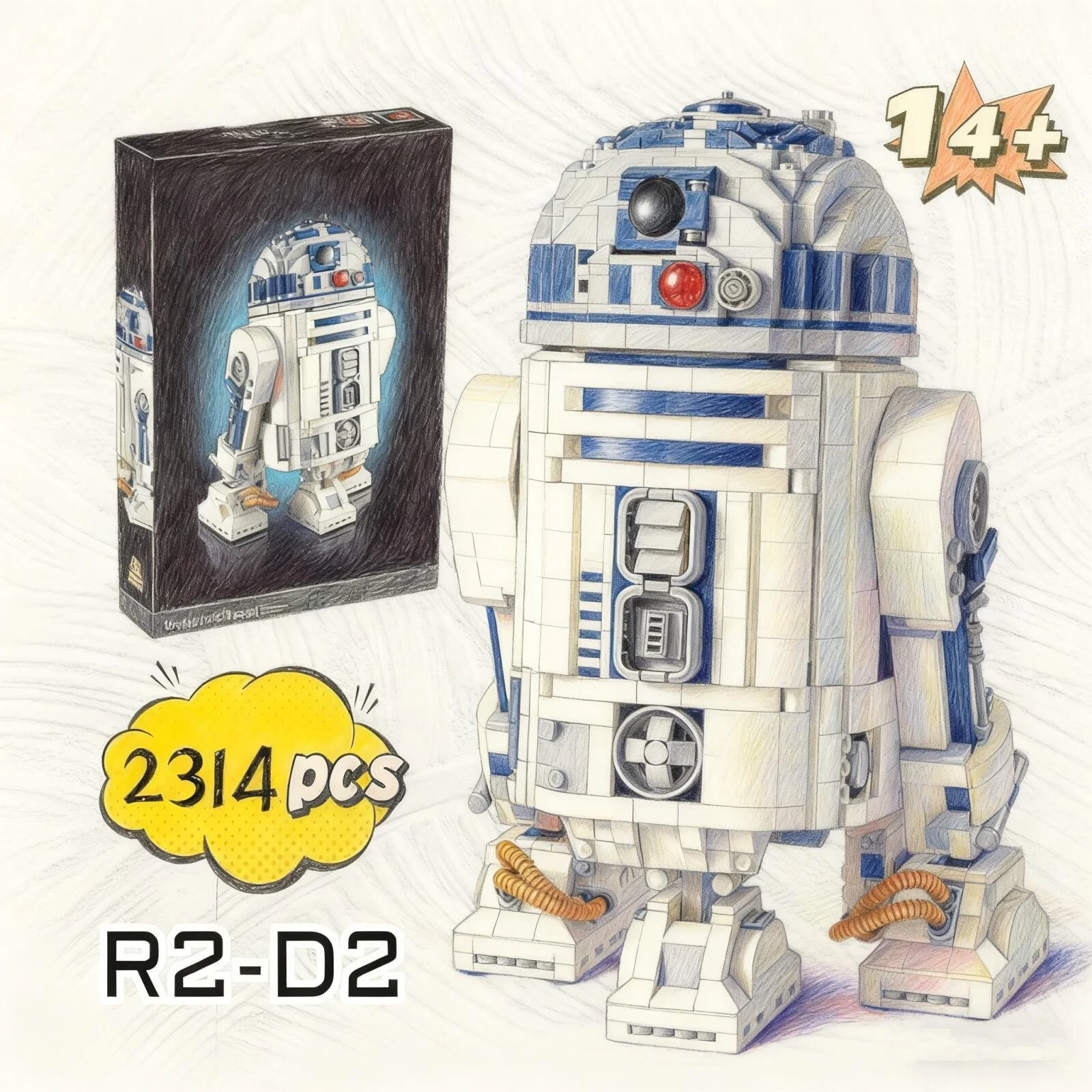 2314pcs UCS Star Interstellar Conflict R2D2 Robot 75308 Union Bricks ...