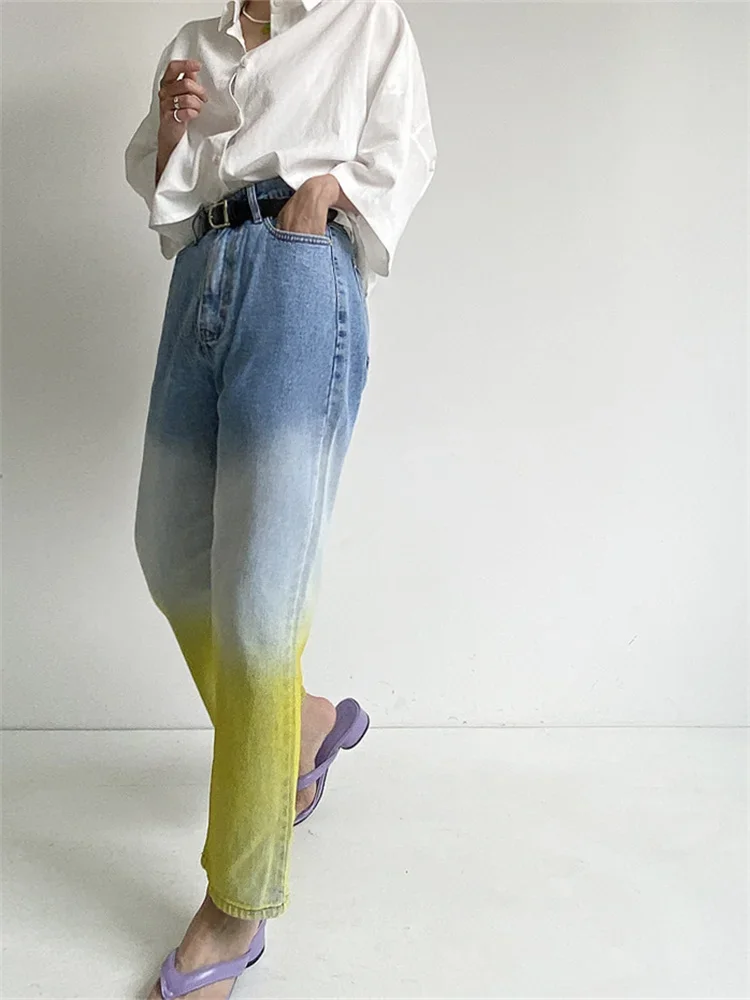 Elegant-Gradient-Jeans-Woman-High-Waisted-Jeans-Streetwear-Vintage ...
