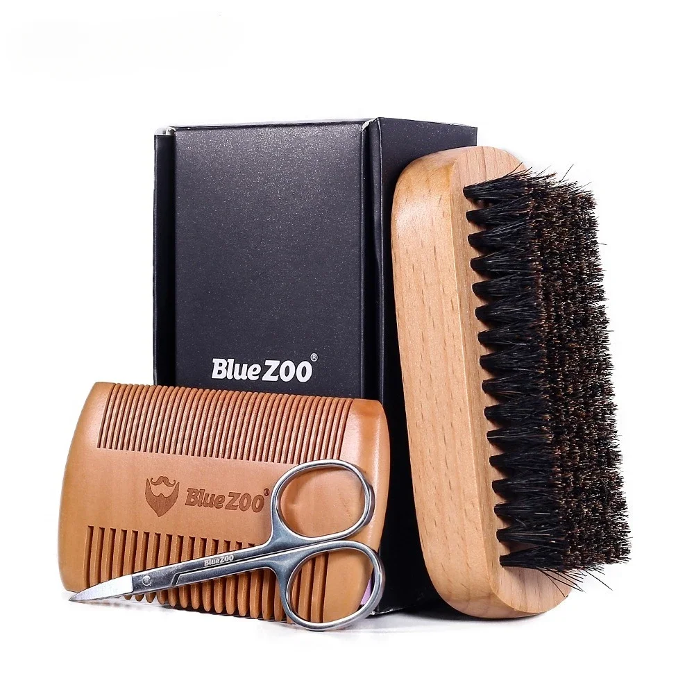 3in1-Mens-Beard-Grooming-Kit-with-Beard-Brush-Comb-Scissors-Brush-Gift ...