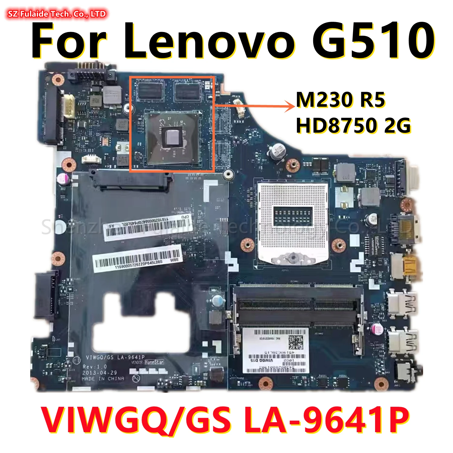 VIWGQ/GS LA 9641P Mainboard For Lenovo G510 Laptop Motherboad With PGA947 GPU HD8750/R5 M230 2GB ...