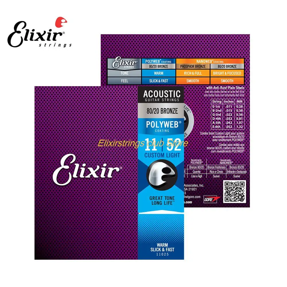 Elixir-11025-cordas-de-guitarra-ac-stica-11-52-80-20-bronze-para-6 ...