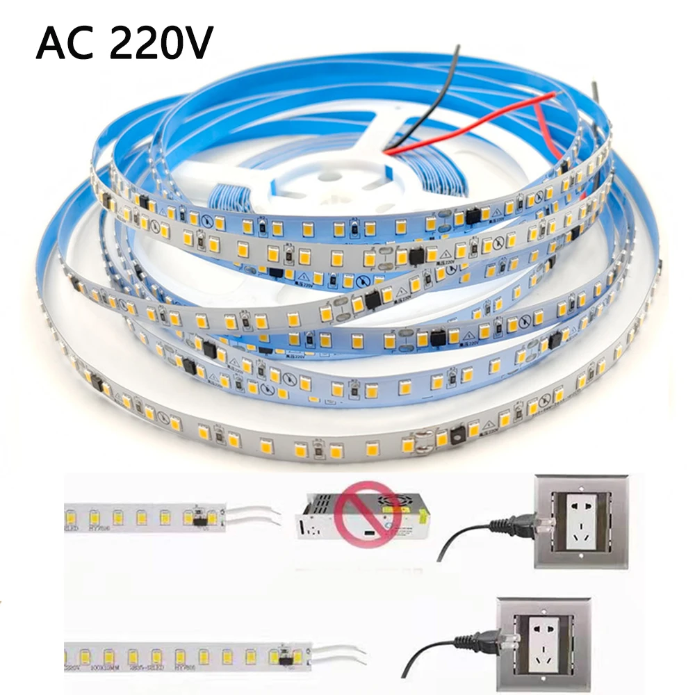 Tira de luces Led de alto brillo, 220V, 2835, 120LED/M, 5M, 10M, 20M ...