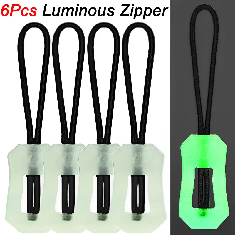 6-1Pcs-Luminous-Zipper-Pull-Zippers-Handle-Rope-PVC-Zips-Rope-Slider ...