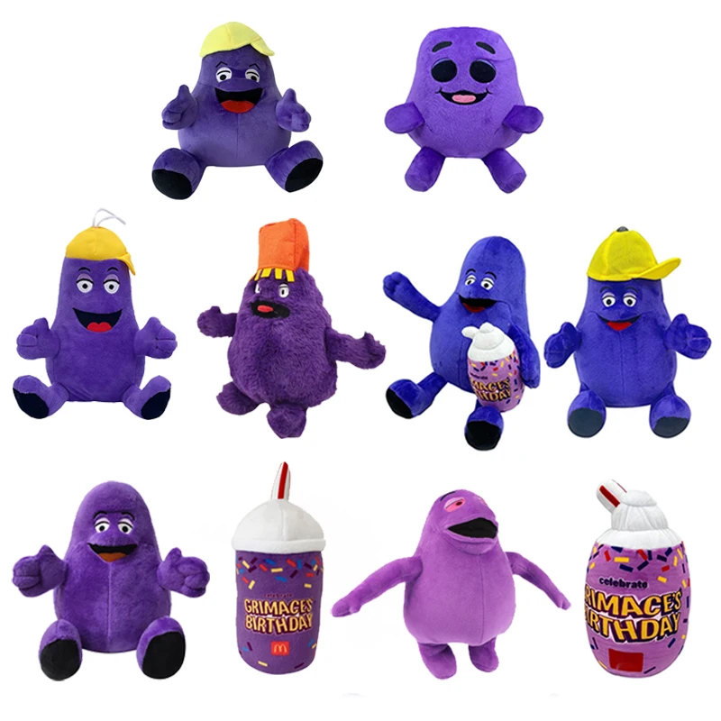 1-3pcs-Grimace-Shake-Yellow-Hat-Plush-Doll-Soft-Stuffed-Animals-Plushie ...