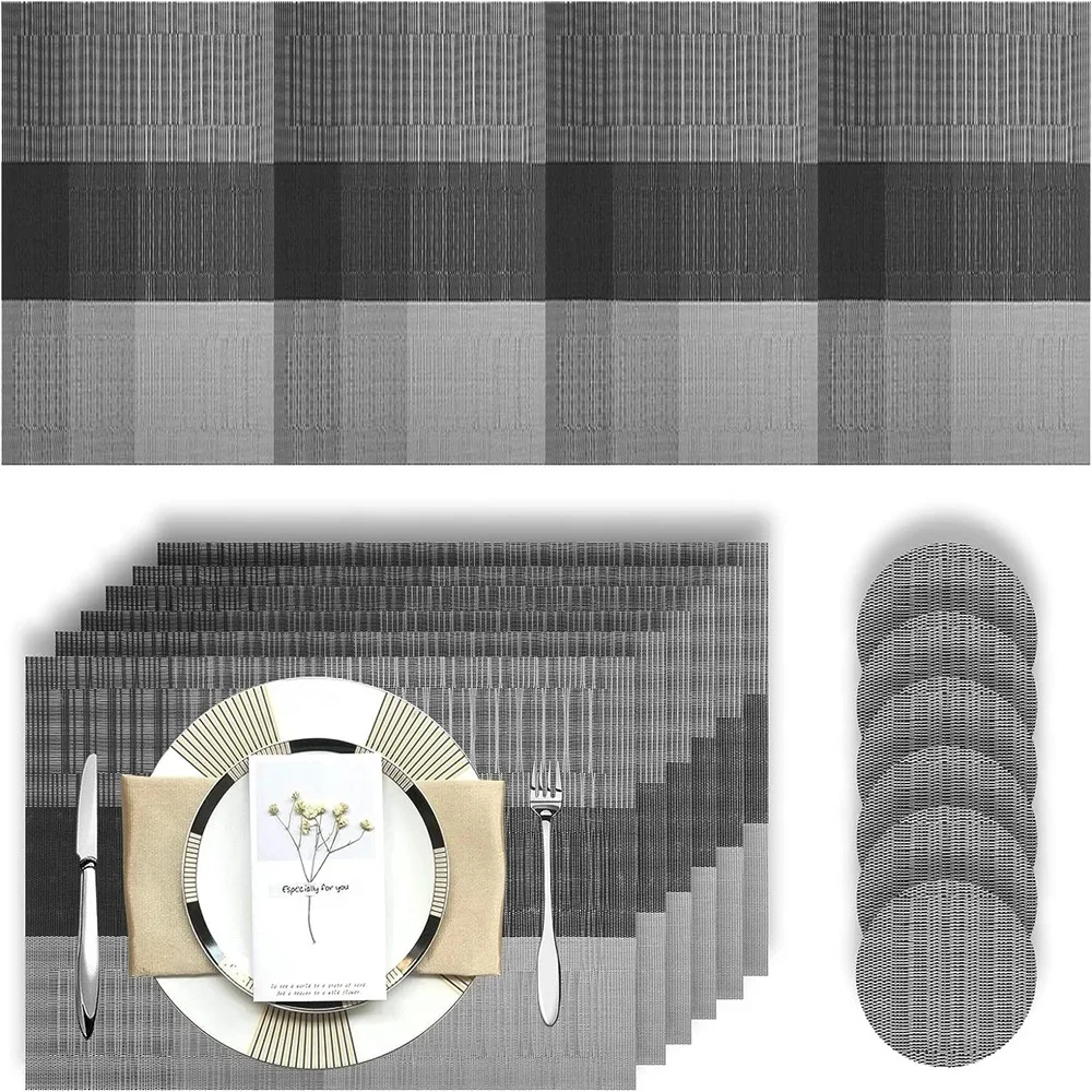 13Pcs-Placemats-Heat-Resistant-PVC-Table-Place-Mats-Woven-Vinyl-Non ...
