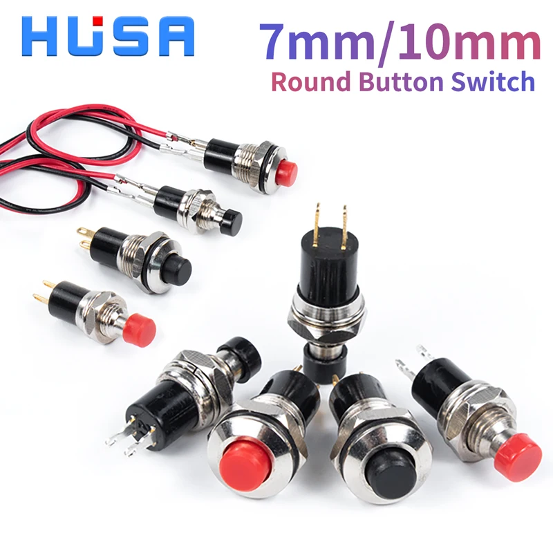 5PCS Mini Round Self-Lock /Momentary Pushbutton Switches 7mm/10mm with ...
