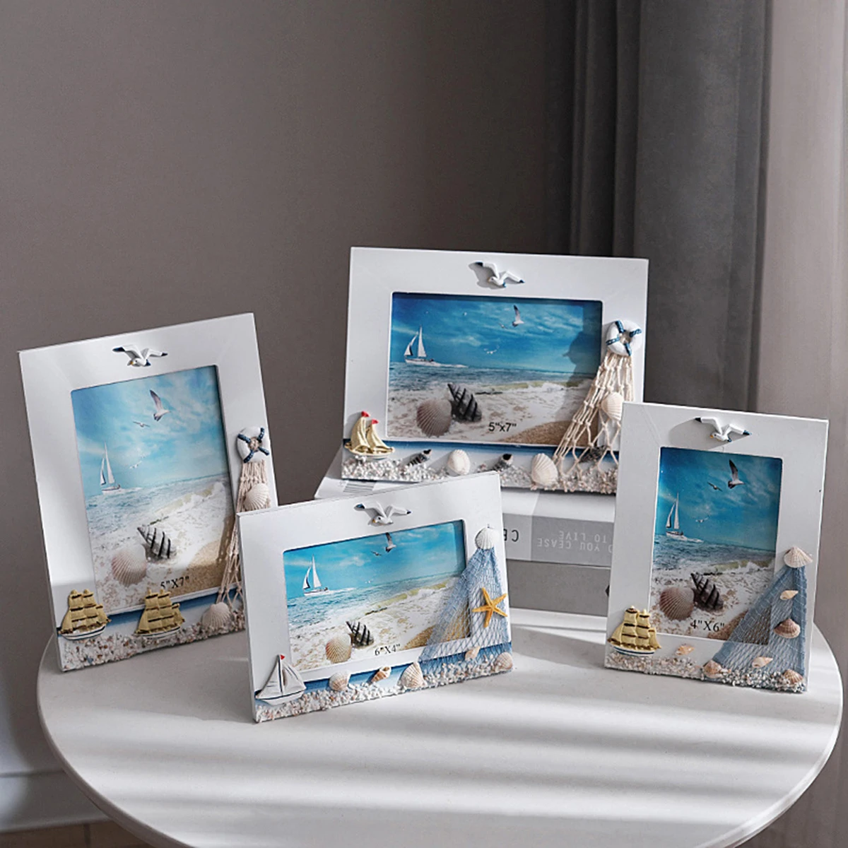 Wooden Photo Frame – Beach nautical Style Picture Frame with Shell ...