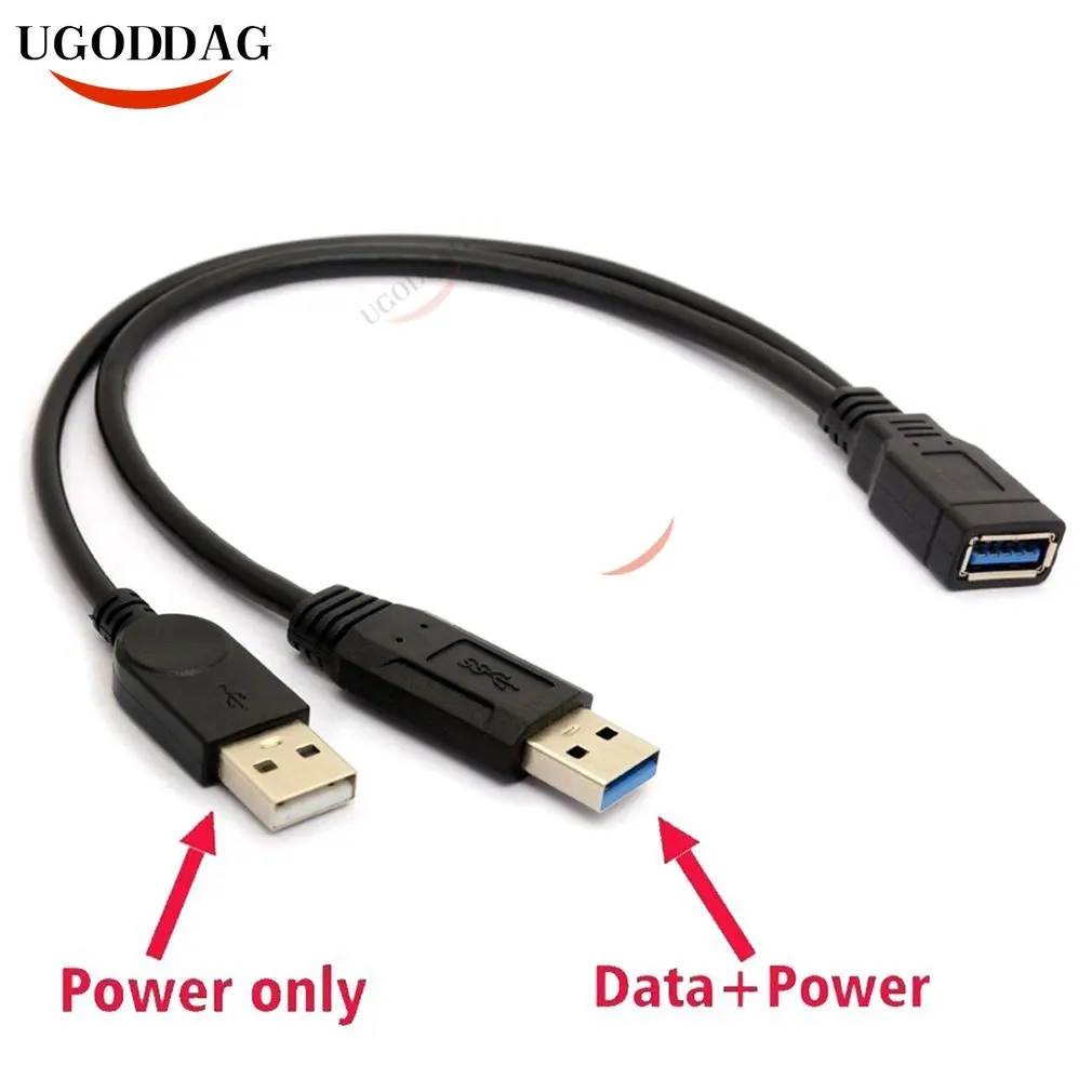 30cm Usb 3.0 To Usb 3.0 2.0 Usb Female To Dual Usb Male Extra Power ...