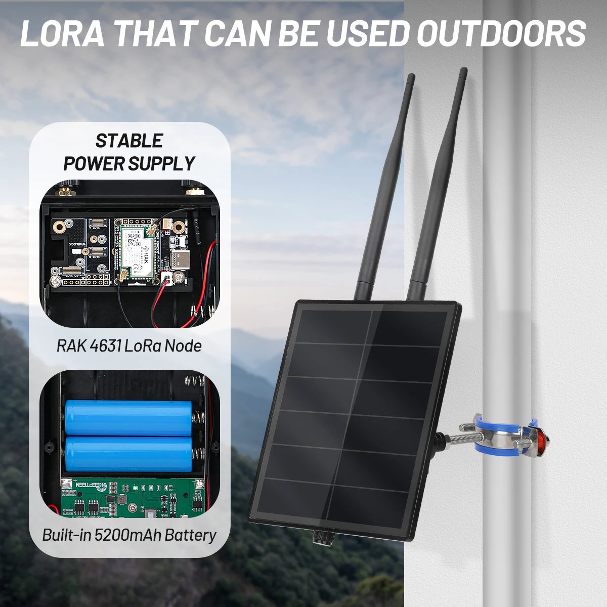 D5L Solar Meshcore Node Pole Mounted Long Range LoRa RAK4631 Wisblock ...