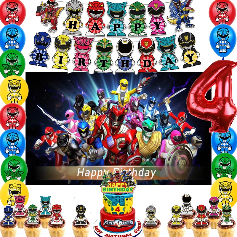 Power-And-Rangerded-Birthday-Party-Decoration-Balloon-Banner-Backdrop ...