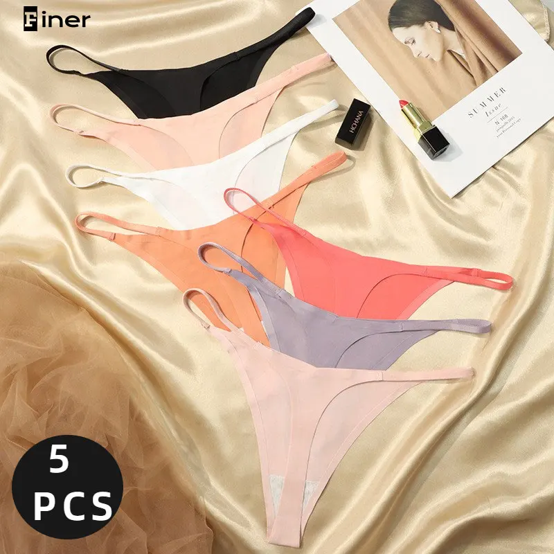 5-PCS-Lot-Women-s-Seamless-Thongs-Ice-Silk-String-Tanga-Woman-Solid ...