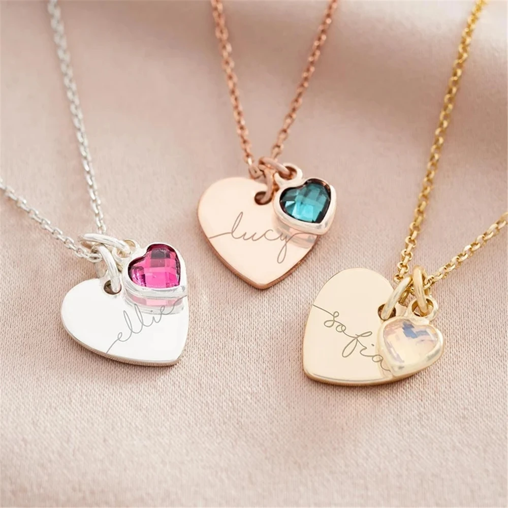 Personalized-birthstone-Flower-of-Birth-Necklace-Engrave-Name-Date-Year ...