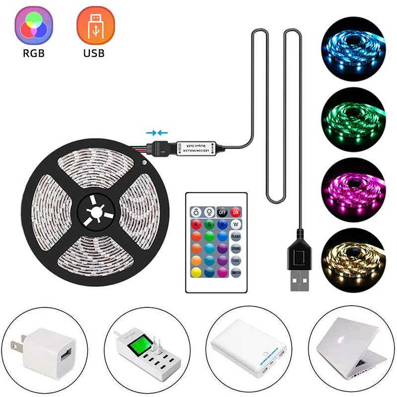 Usb Led Strip Lights Tv | 5050 Rgb Led Strip Usb Tv | Led Lights Remote ...