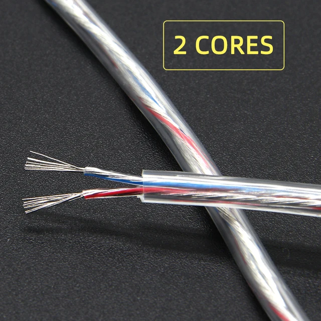 1/2/5m Transparent Power Cord 28/26/24/22/20/18/16AWG PVC Insulation ...