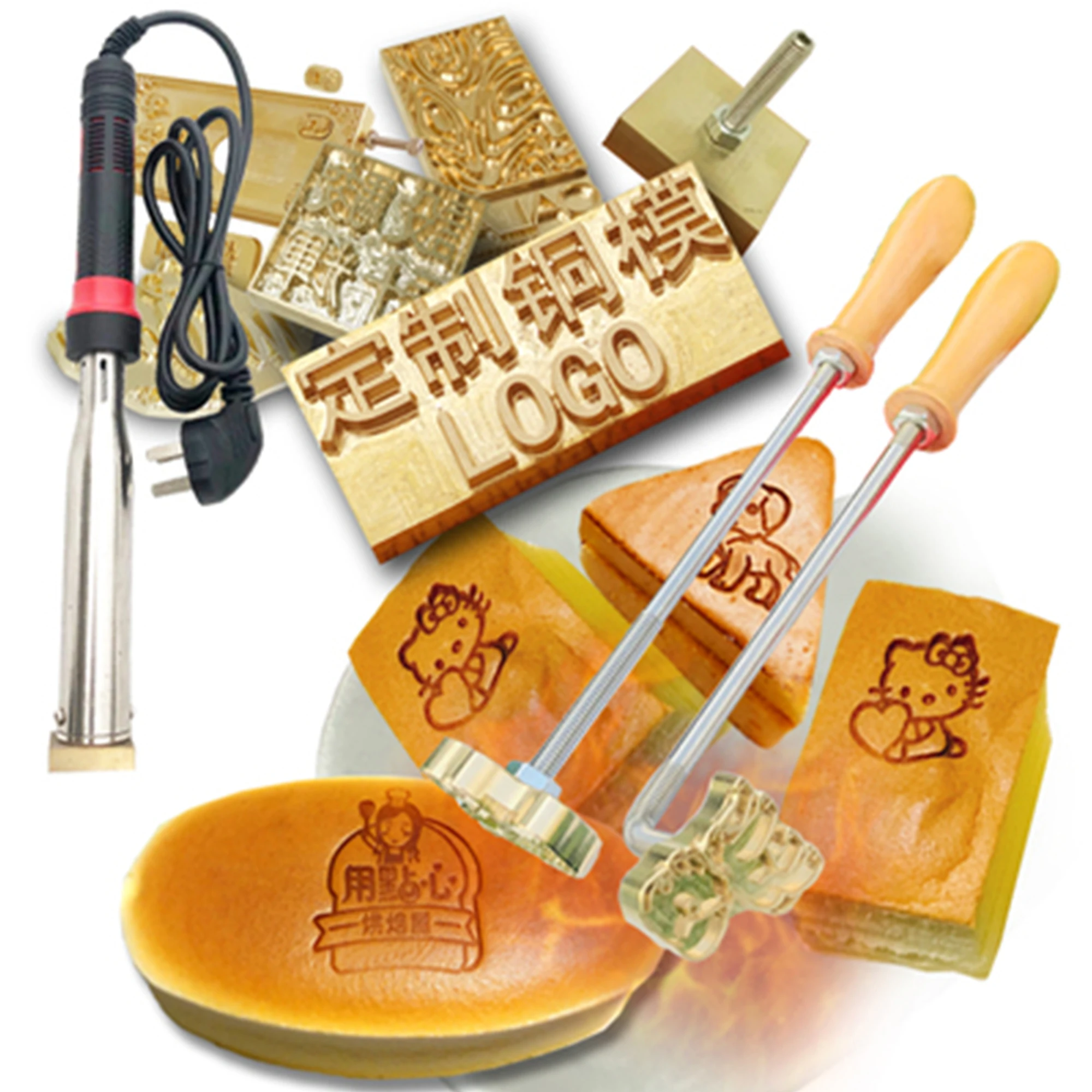 Customized LOGO Leather Stamp Copper Brass Wood Paper Skin Bread Cake ...