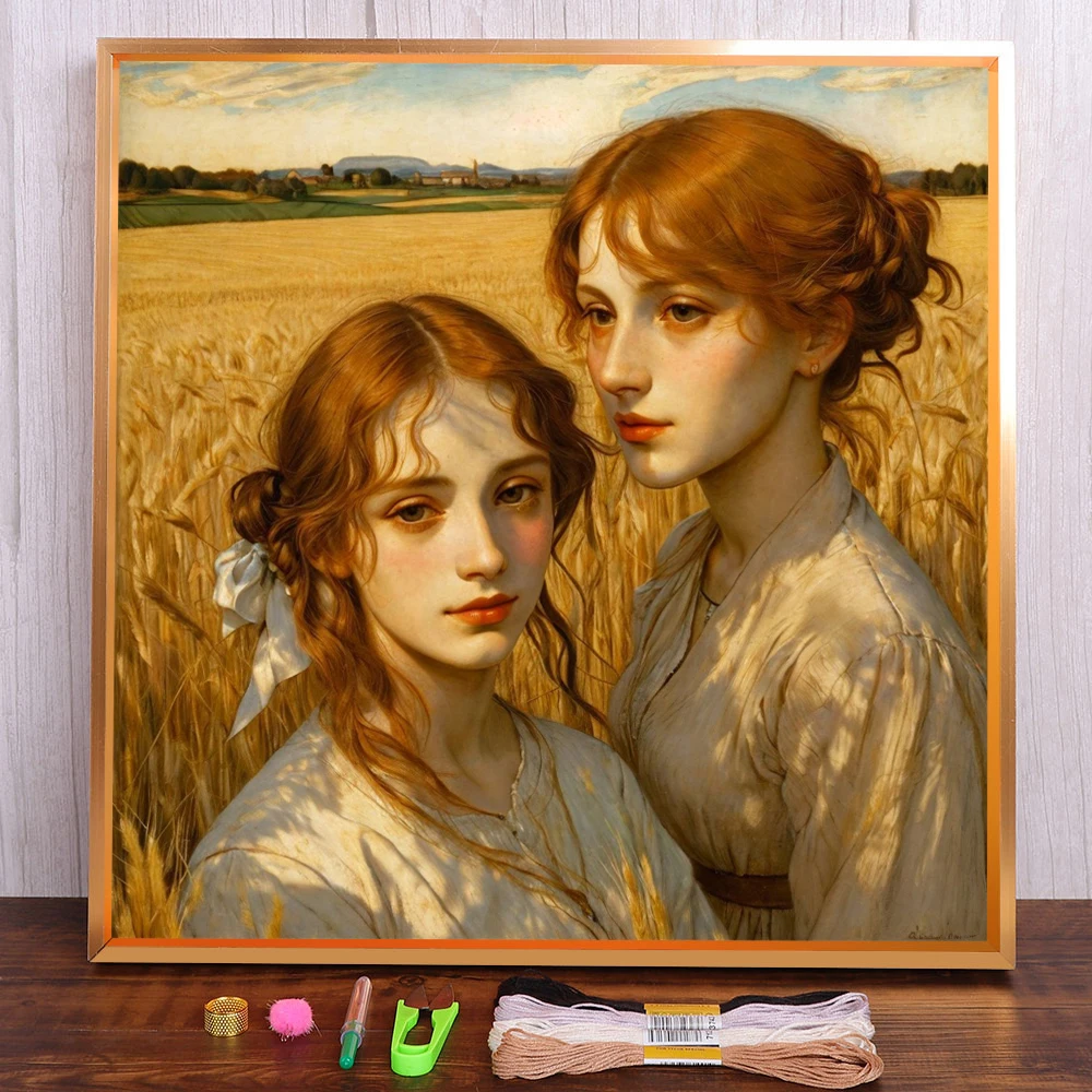 Portrait-Girl-Printed-Canvas-Cross-Stitch-Embroidery-Kit-DMC-Threads ...